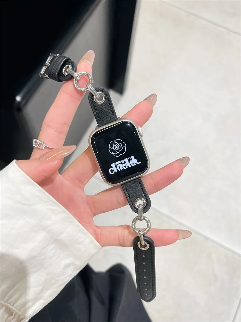 Luxury Doubl Ringe Leather Band For Apple Watch Strap 10 8 9 SE 7 6 ...