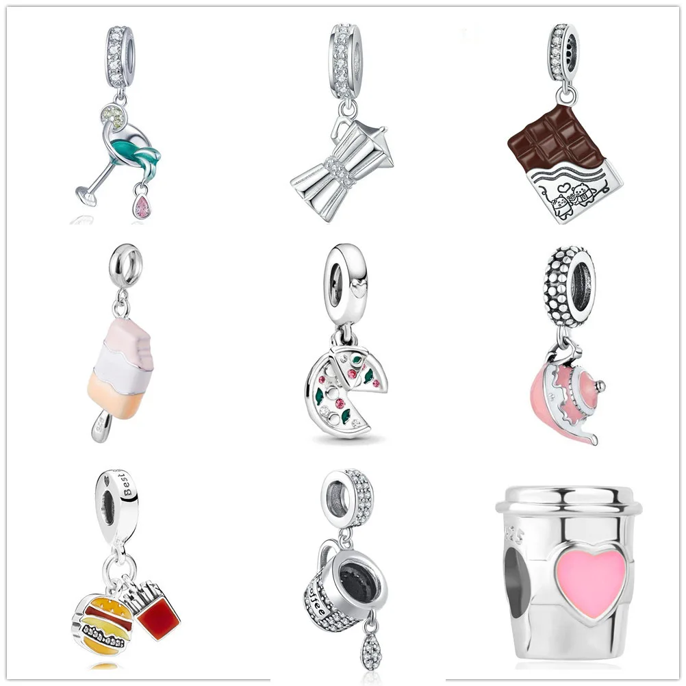 The-new-Silver-925-chocolate-Ice-cream-coke-pizza-fit-Pandora-Charm ...