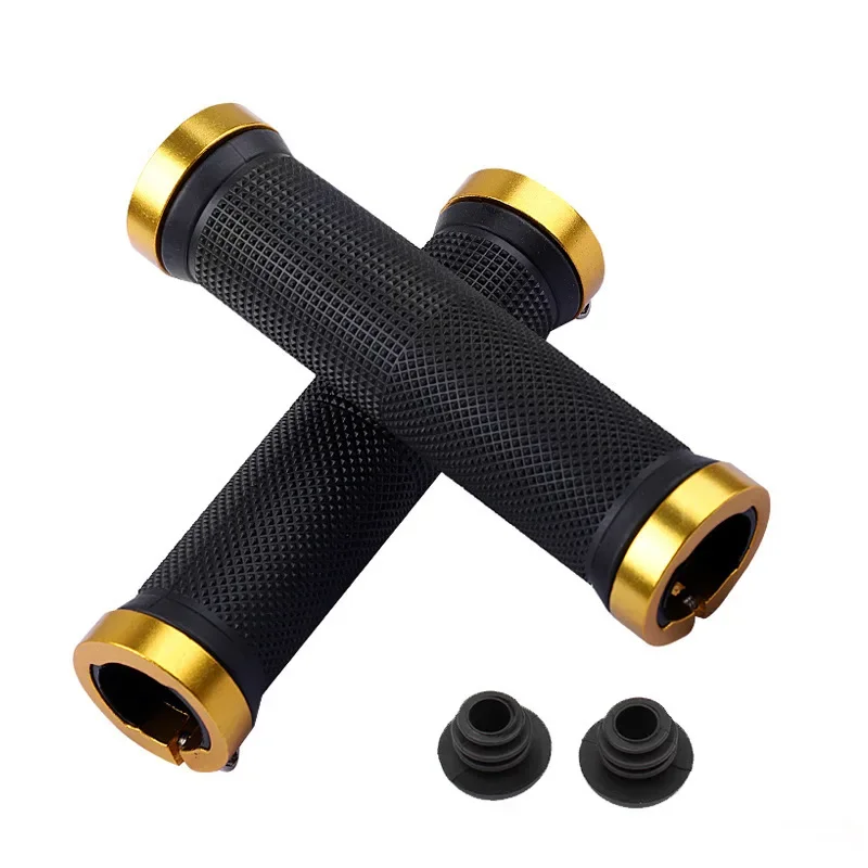 PE-Rubber-MTB-Grips-Alloy-Cuffs-Bilateral-Lock-Bicycle-Handle-Grip-Anti ...