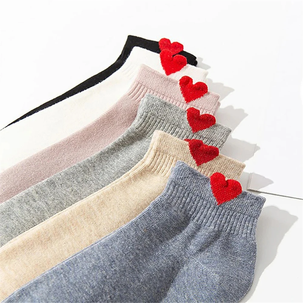 Chic New Women's Summer Spring Cute 3D Red Love Heart Ankle Socks Funny ...