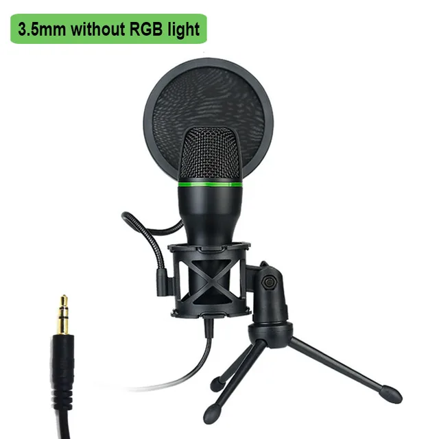 RGB Condenser Microphone Wired Desktop Tripod USB MIC For Recording ...
