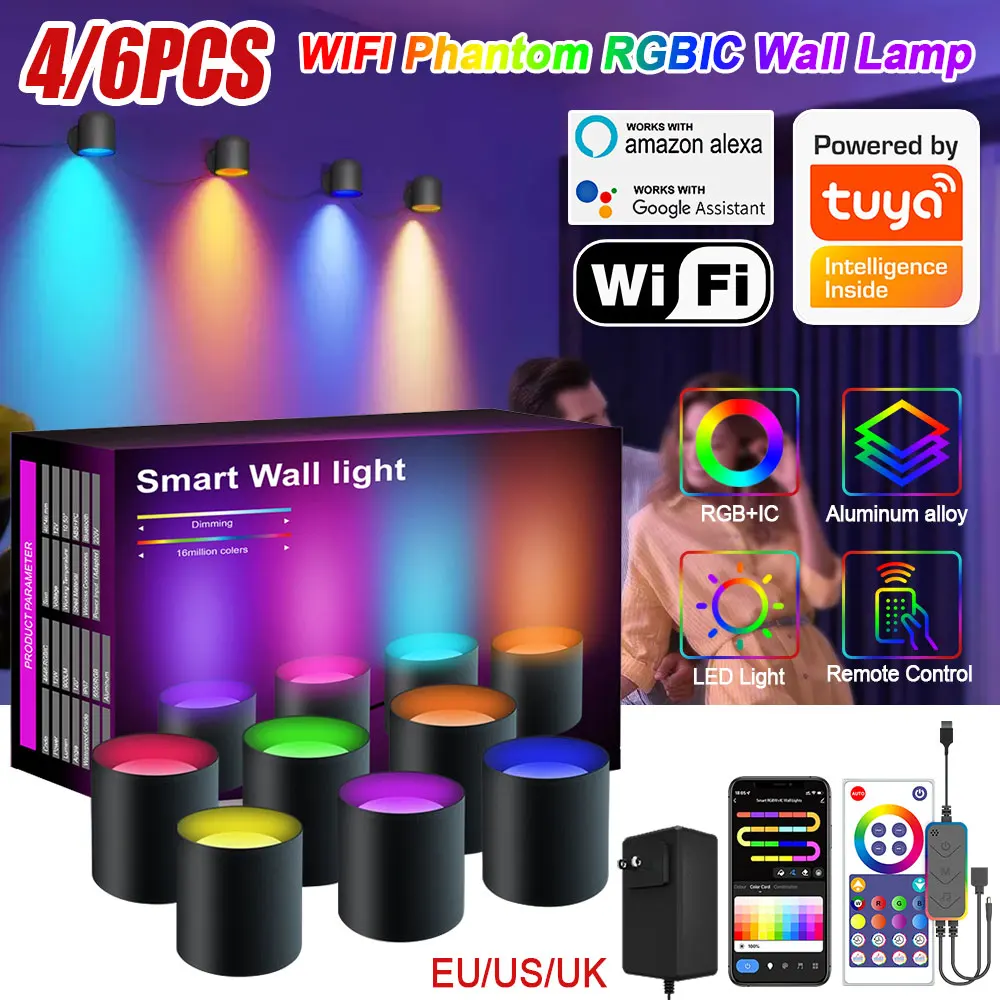L-mpada-de-parede-LED-Smart-WiFi-RGB-Music-Sync-Downlight-moderno-luz ...