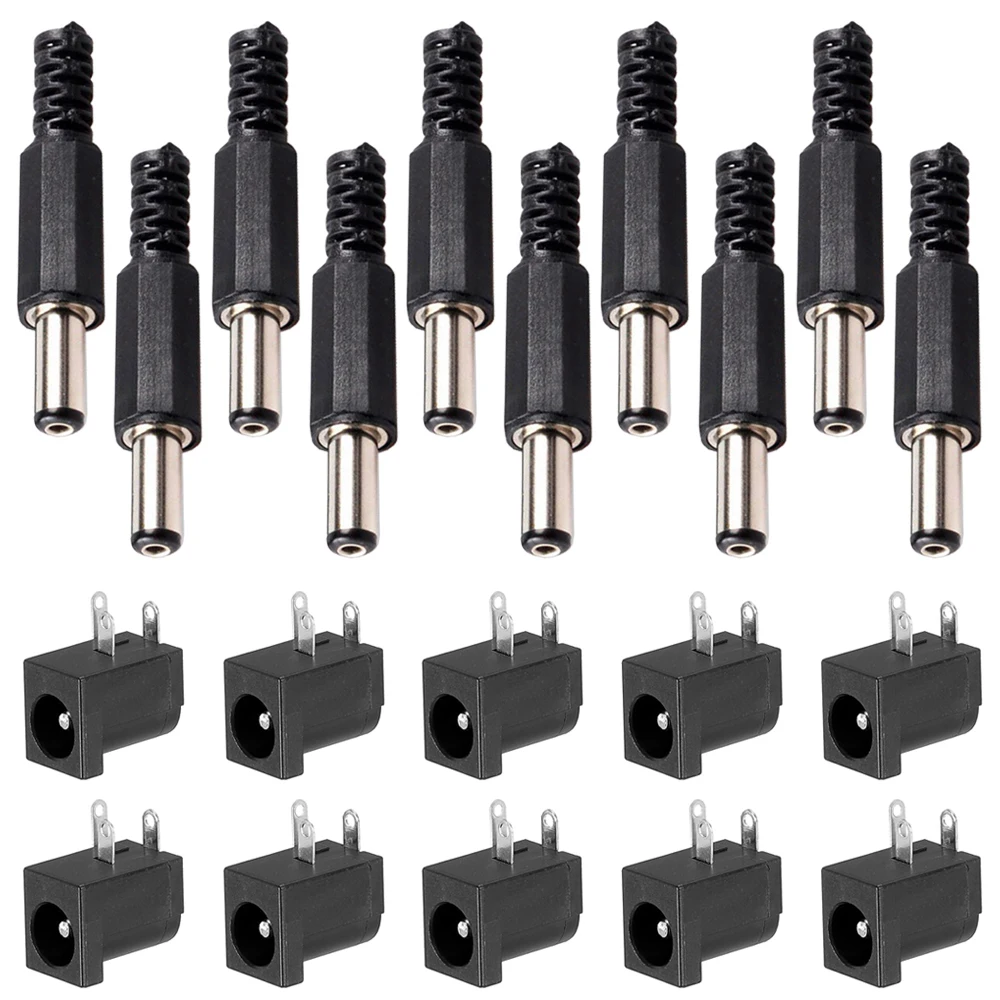 10pcs-3-Pin-DC-Power-Connector-PCB-Mount-Female-Plug-Jack-10pcs-5-5mm-x ...