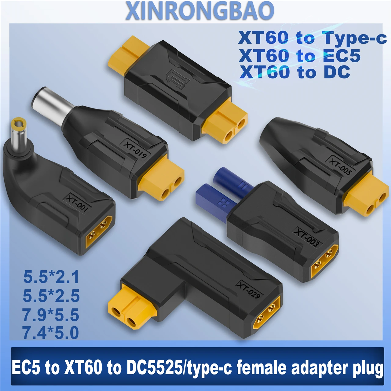 XT60-Male-Female-to-EC5-Female-Plug-Type-c-DC-Male-Female-No-Wire ...