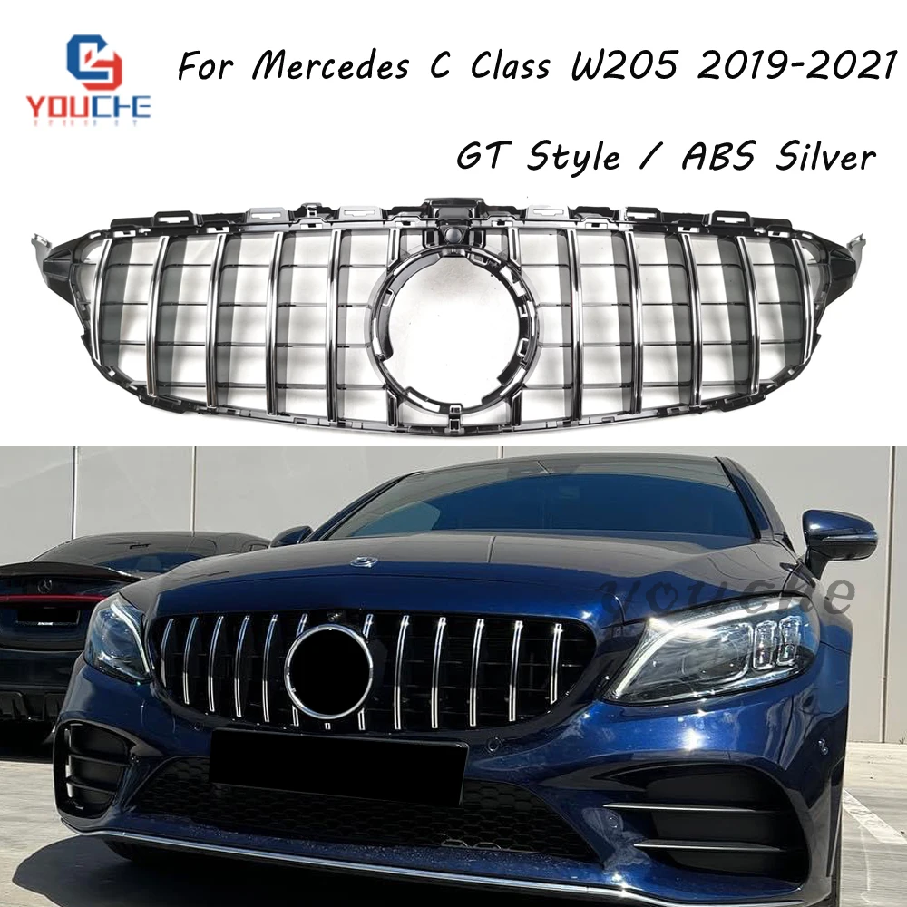 W205 GT Style With Camera Grill Front Bumper Grille For Mercedes C ...