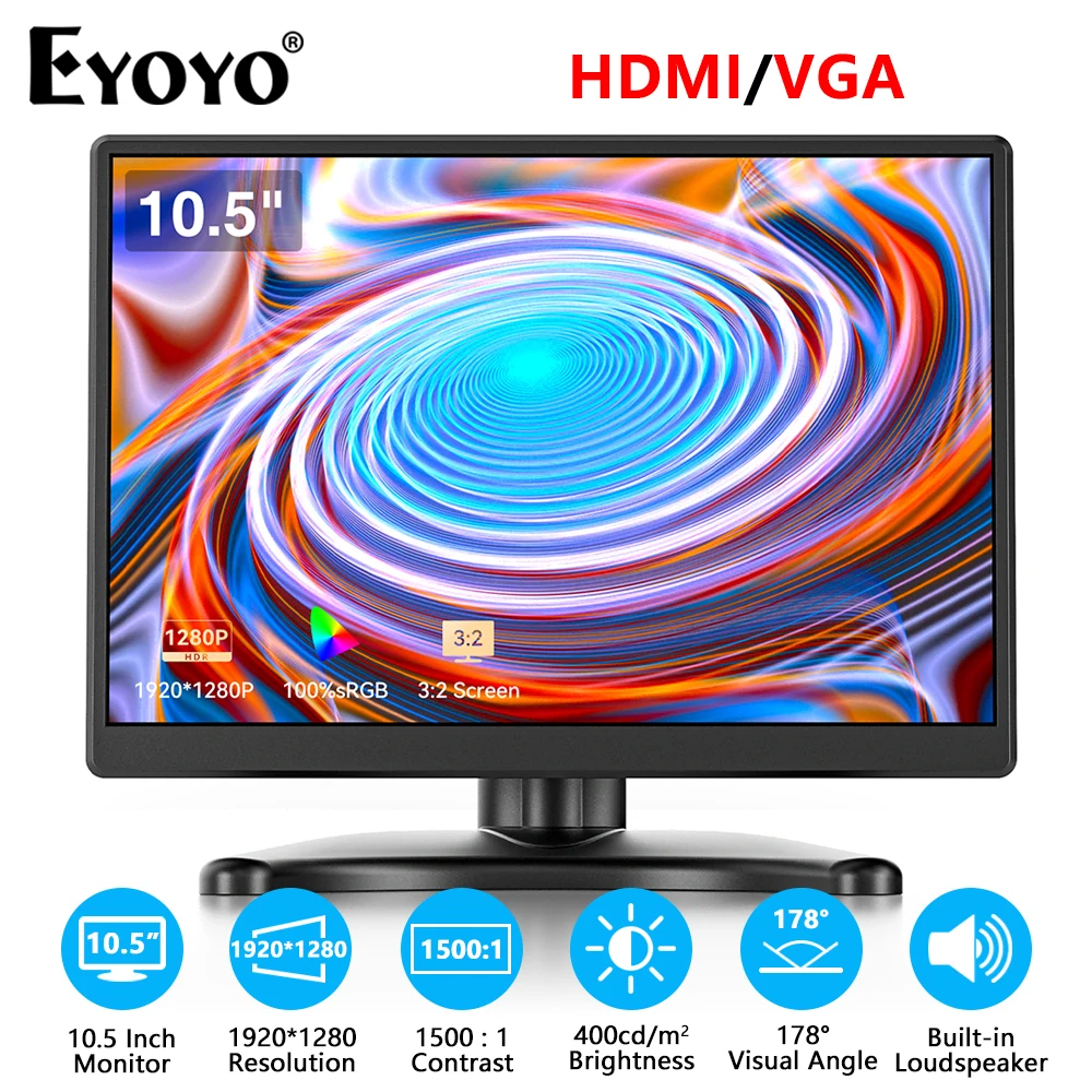 Eyoyo-Full-HD-1920x1280P-10-5-Inch-Small-VGA-Monitor-100-sRGB-3-2-IPS ...