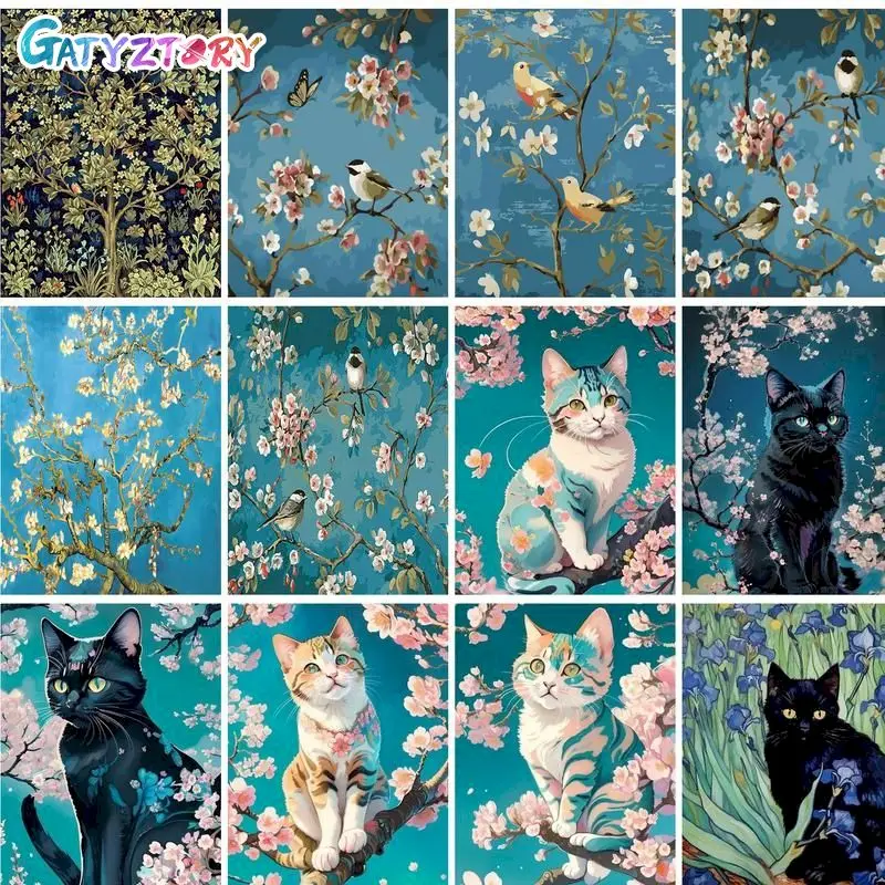 GATYZTORY Frame Cats DIY Painting By Numbers Home Decor Wall Painting ...