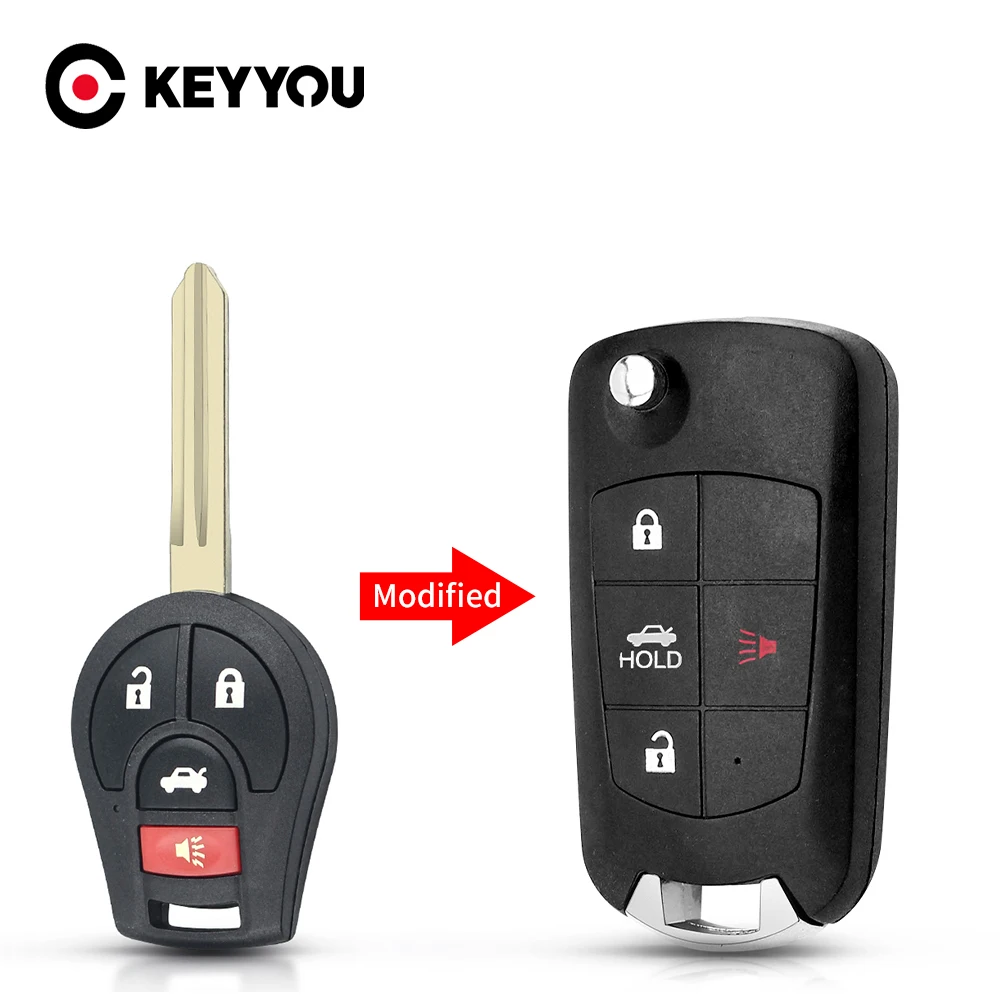 KEYYOU-3-1-4-Button-Modified-Car-Flip-Folding-Key-Case-Shell-For-Nissan ...
