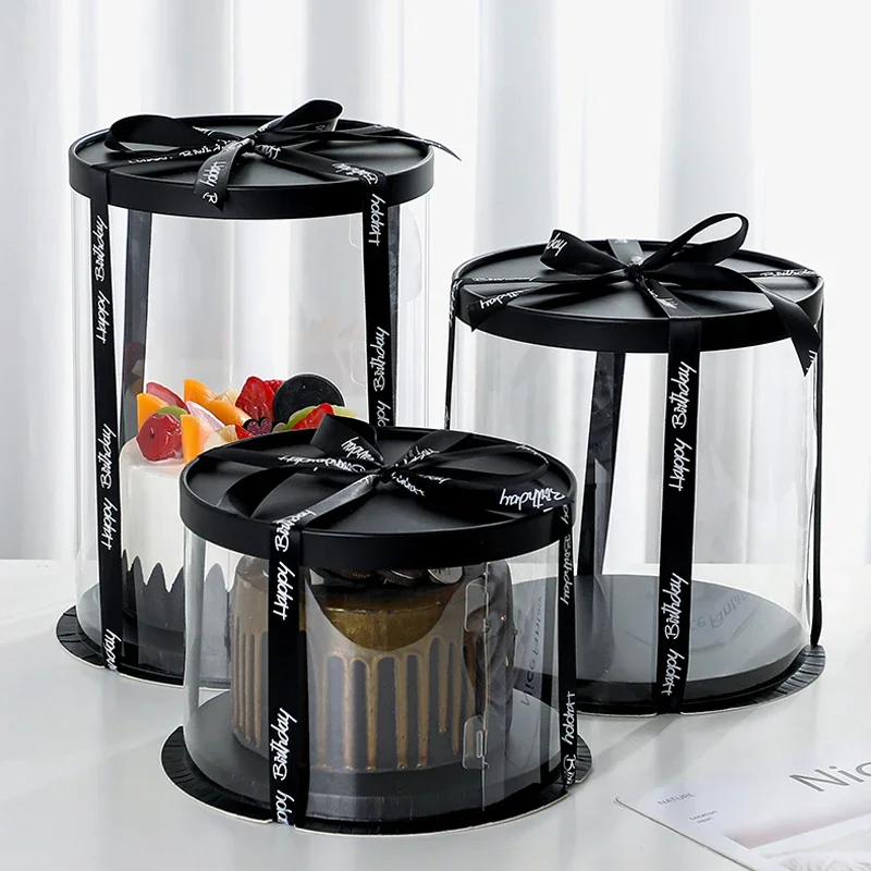 Round Transparent Cake Box Birthday Gift Box Dessert Flowers Wedding ...