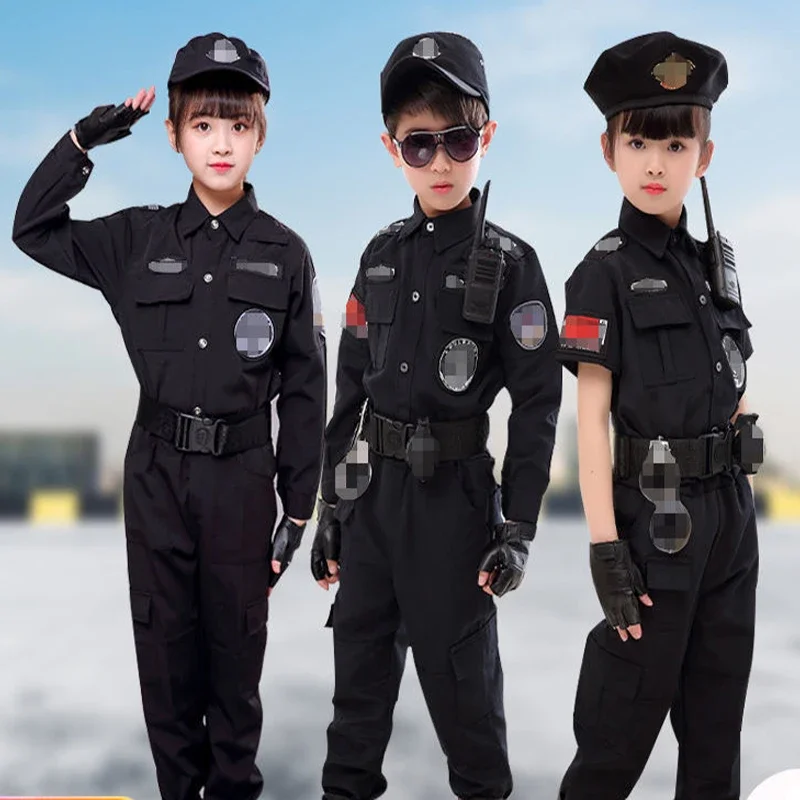 Girls Boy Policemen Cosplay Costume Toddler American Police Shirt ...