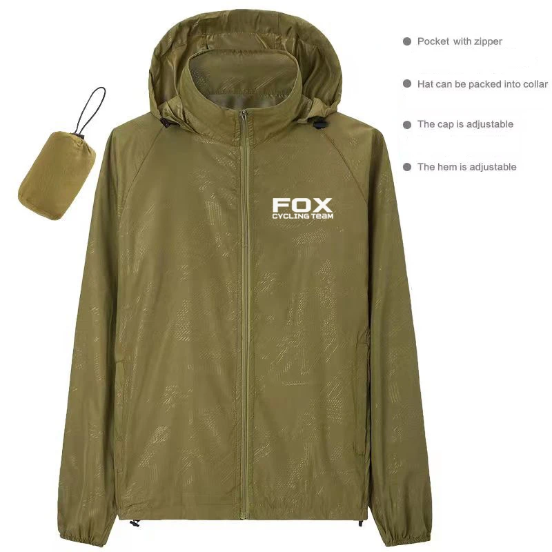 FOX Cycling Team Jackets Windproof Hooded Men Riding Waterproof Cycle ...