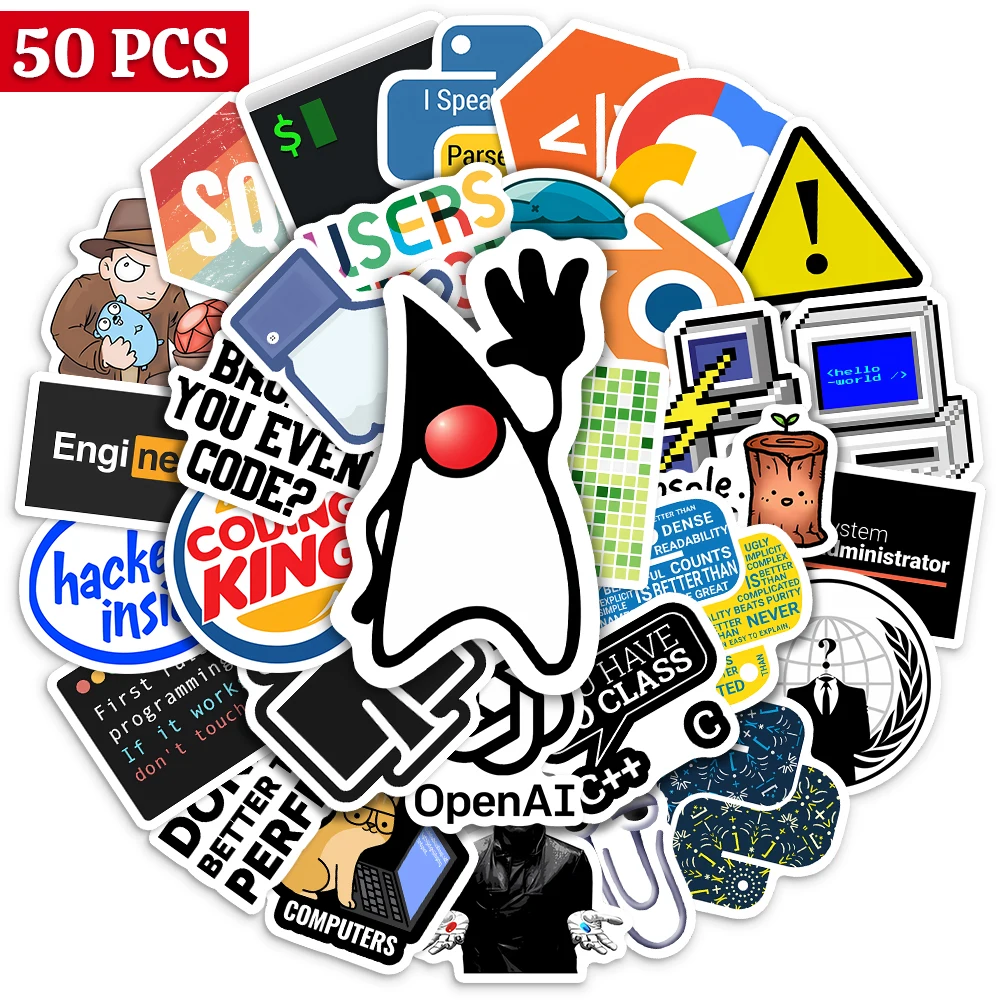 Hacker Programming Stickers Developers Languages PVC Waterproof ...