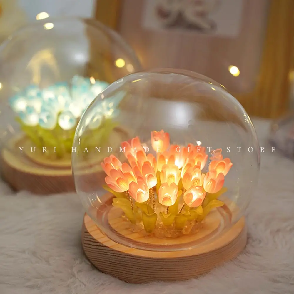 Tulip Night Light Handmade Flowers DIY Material Home Decoration Holiday ...