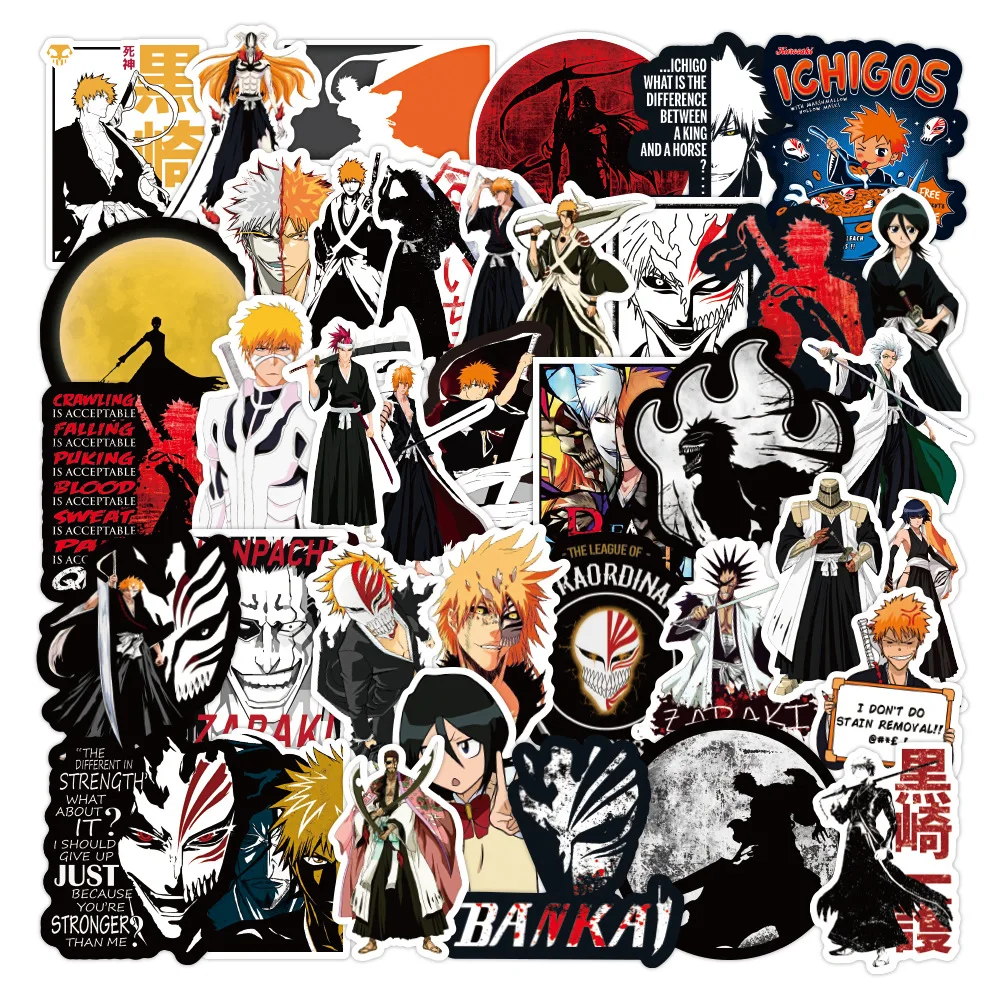 10/30/50pcs Kurosaki Ichigo Bleach Cartoon Stickers Girls Rukia Inoue ...