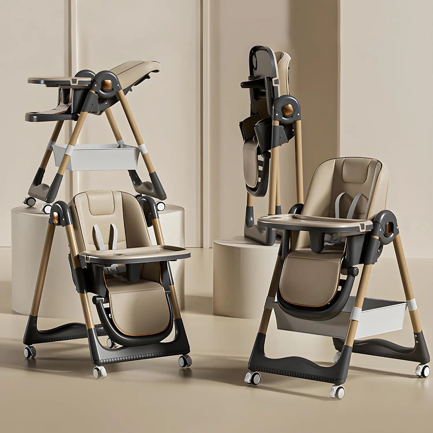 Baby High Chair Foldable High Chairs for Babies Toddlers Travel Compact ...