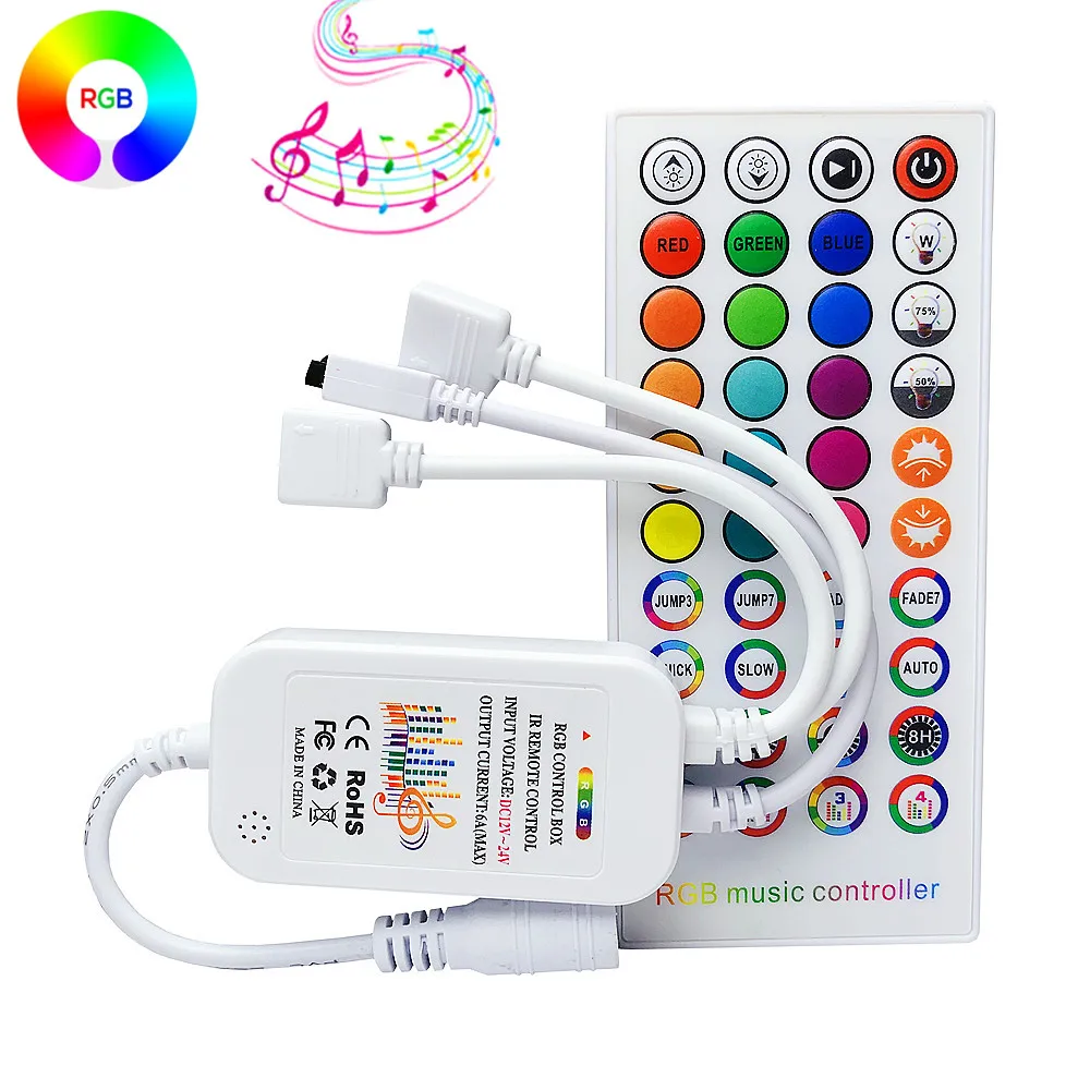 DC-12V-24V-LED-RGB-Music-Controller-With-40Keys-IR-Remote-For-4-Pin-RGB ...