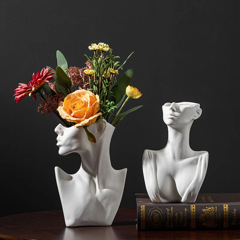 Modern-Art-Abstract-Side-Face-Vase-Head-Ceramic-Vase-Dried-Flowers ...