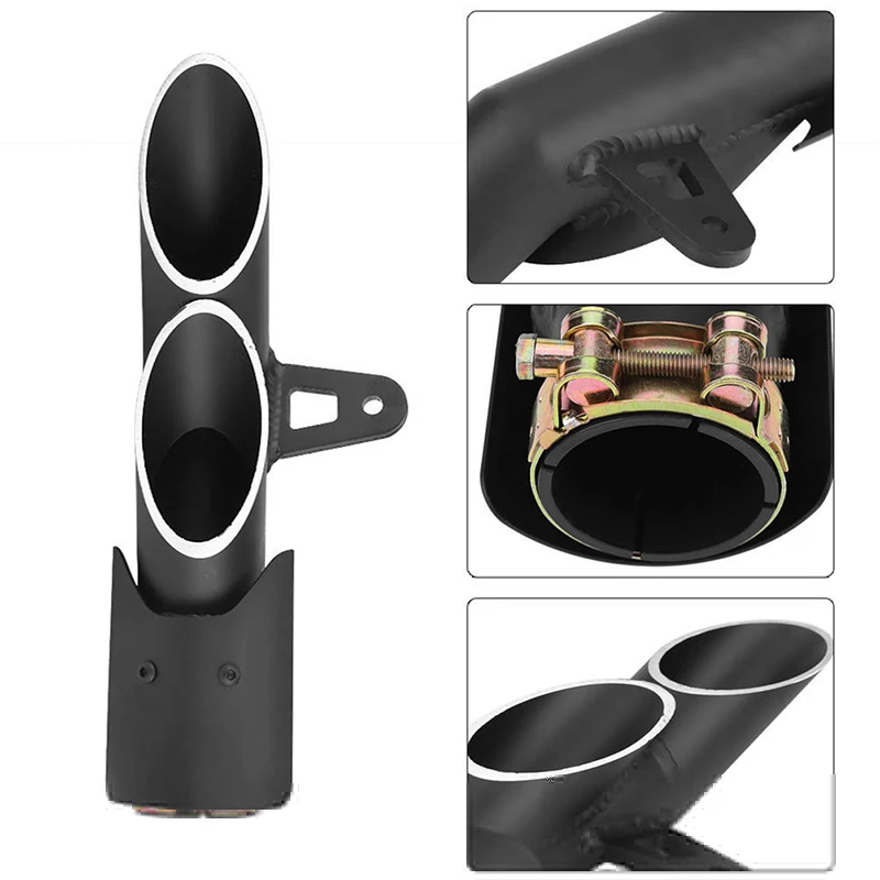 Dual-Outlet-Motorcycle-Exhaust-Muffler-Tail-Pipe-Slip-On-51mm-Universal ...