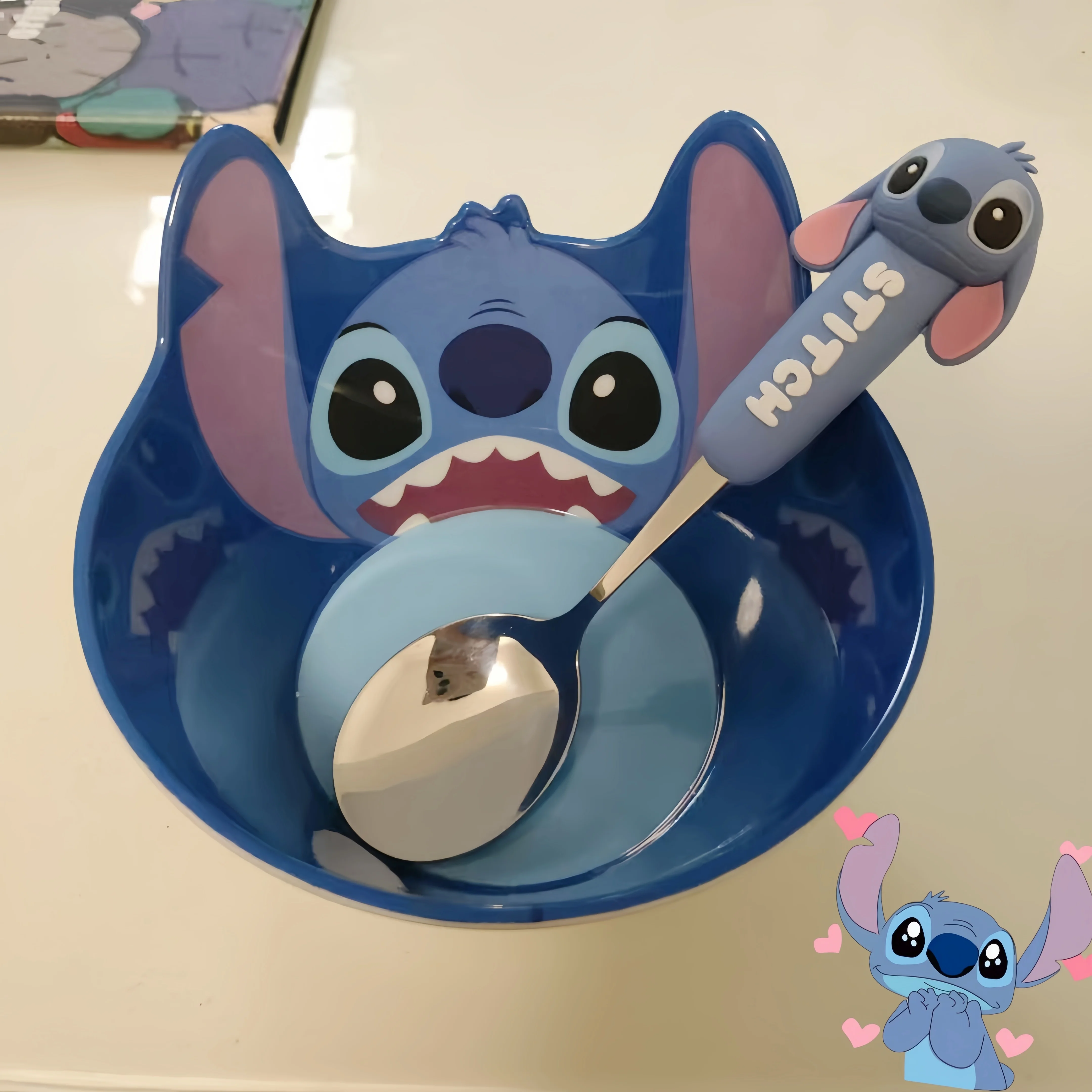 2pcs/set Anime Disney Stitch Bowl Spoon set Cute Children Tableware ...