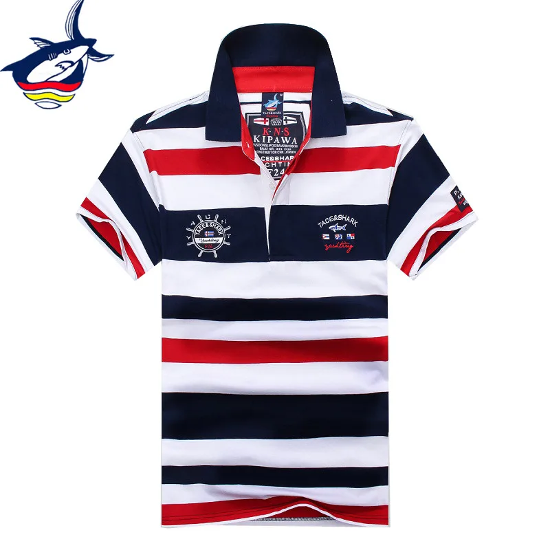 Brand Tace & Shark polo shirt men Striped Polo Shirt Fashion Shark ...