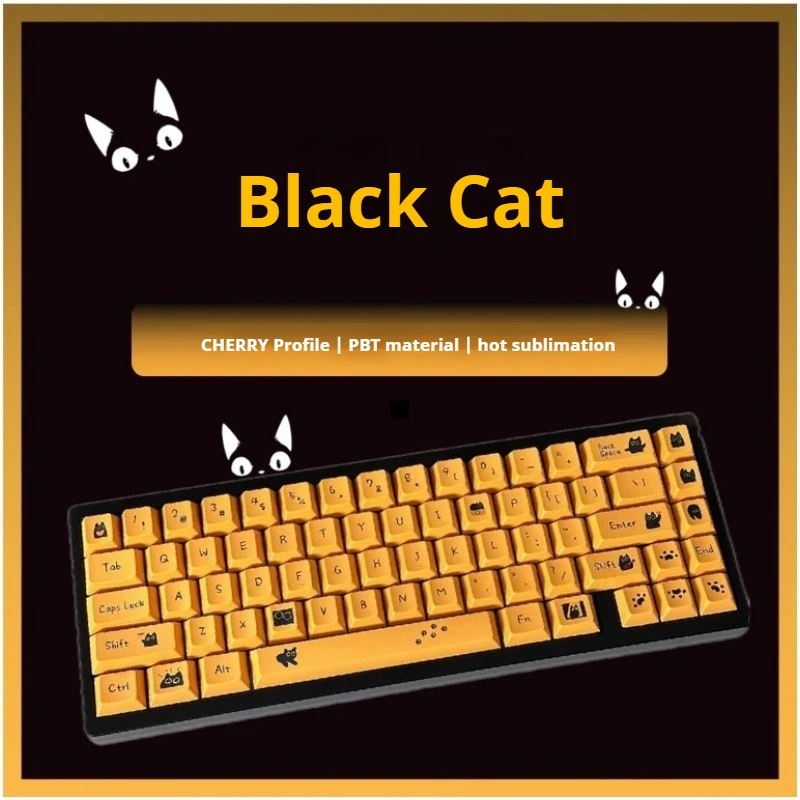 Black-Cat-Theme-Keycap-Teclado-mec-nico-Keycap-perif-rico-do-jogo ...