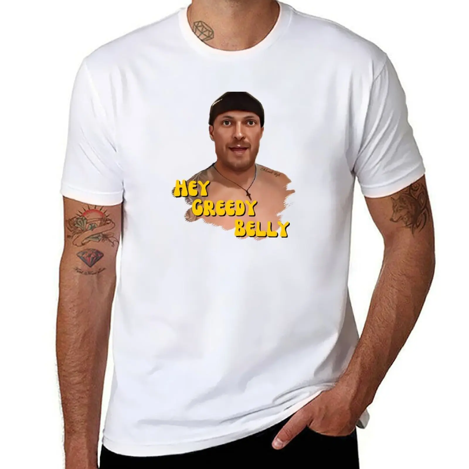 Hey Greedy Belly T-Shirt funny t shirts man t shirt man cotton T-Shirt ...