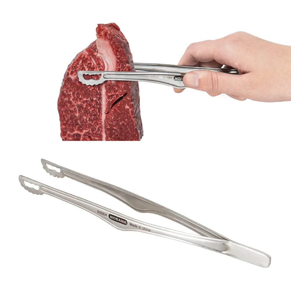 Camping-BBQ-Clip-Stainless-Steel-Kitchen-Beef-Food-Tongs-Ultralight ...