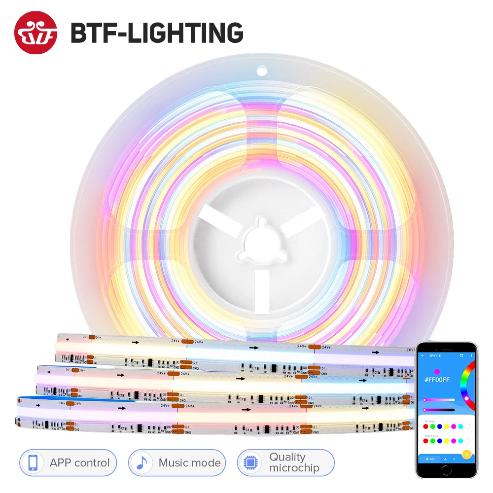 Smart-Wifi-Bluetooth-SPI-FCOB-RGB-LED-Strip-Kit-DC24V-720-LEDs-WS2811 ...