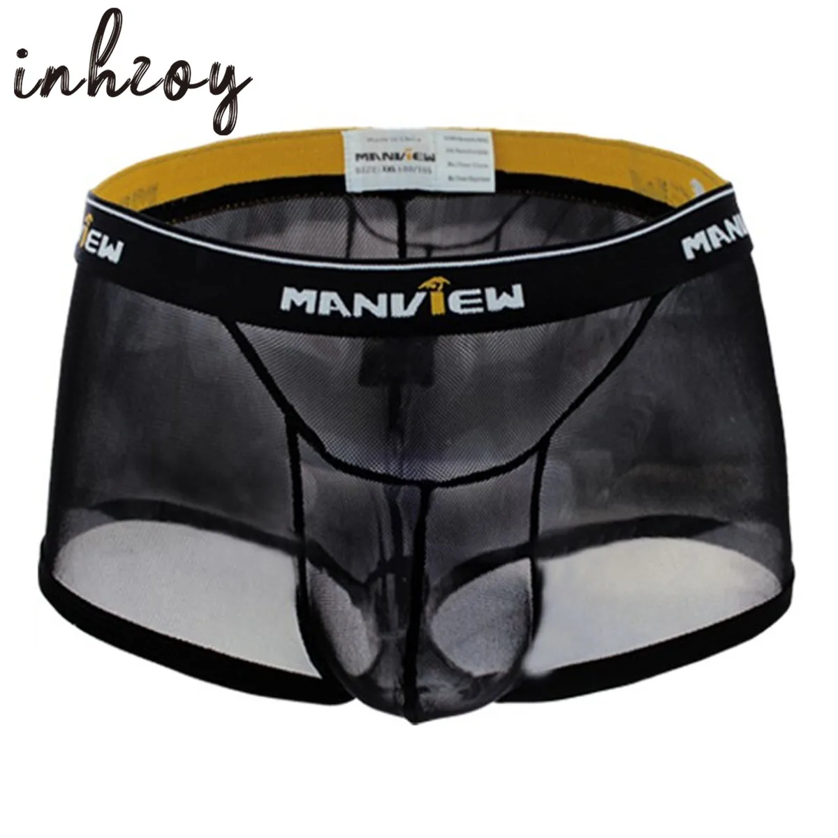 Shorts boxer transparente ultra-fino masculino, cuecas de malha sexy ...