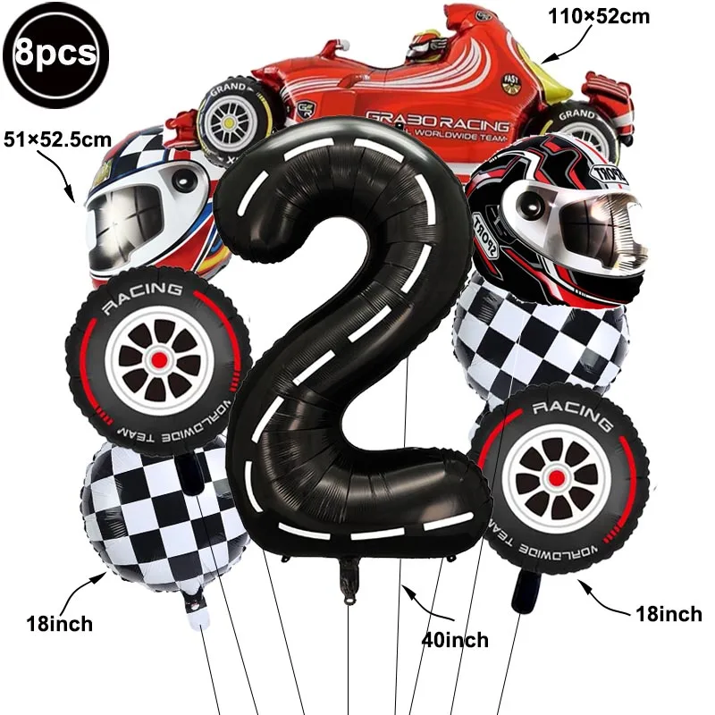 Number-2-Race-Car-Balloon-40Inch-Racetrack-Number-Balloon-Car-Wheels ...
