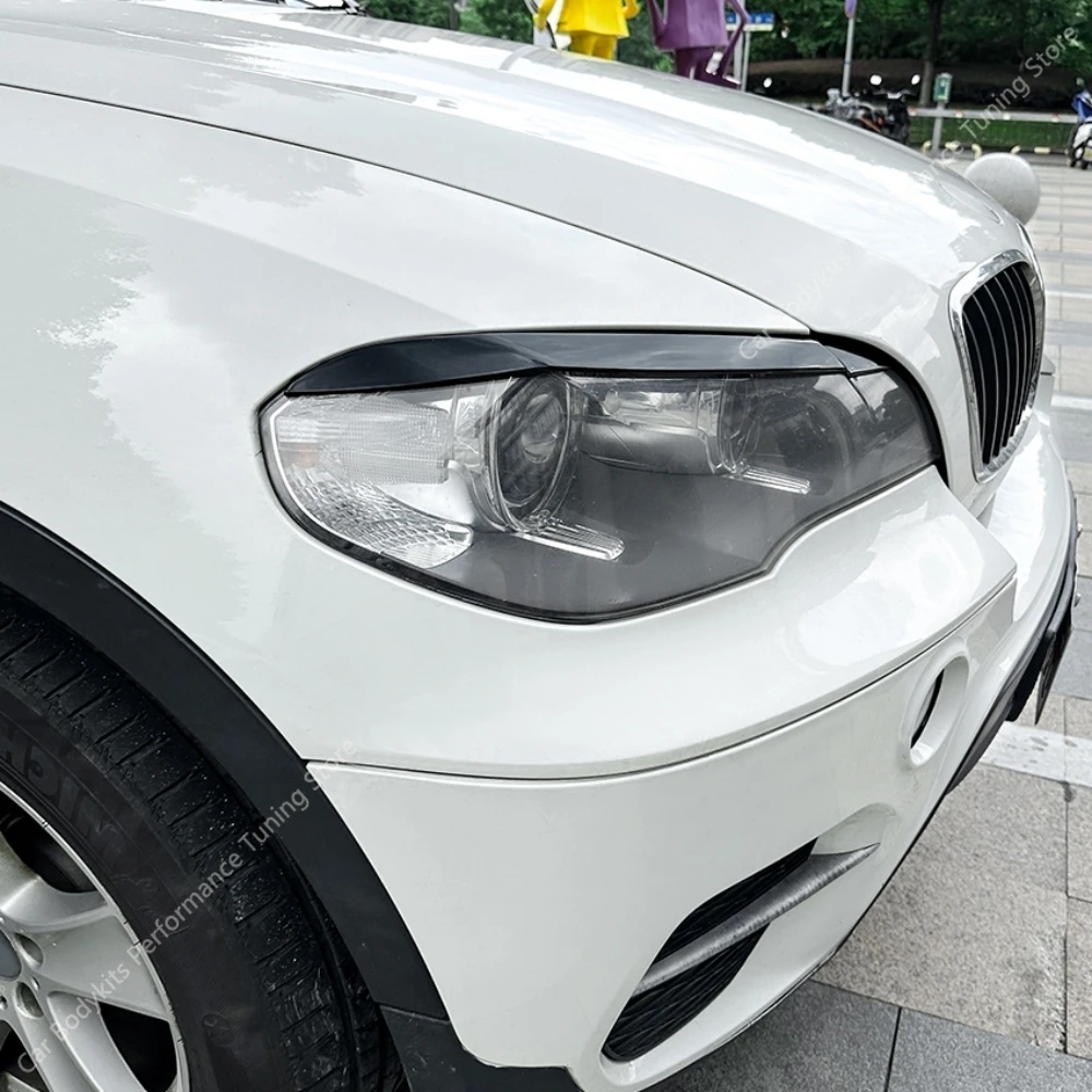 2Pcs-ABS-Gloss-Headlight-Evil-Eyebrows-Eyelids-For-BMW-E70-X5-30i-30d ...