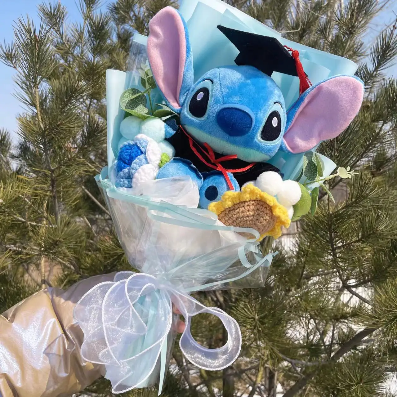 Lovely Lilo and Stitch KT Micky Kuromi Plush Toys With Graduation Hat ...