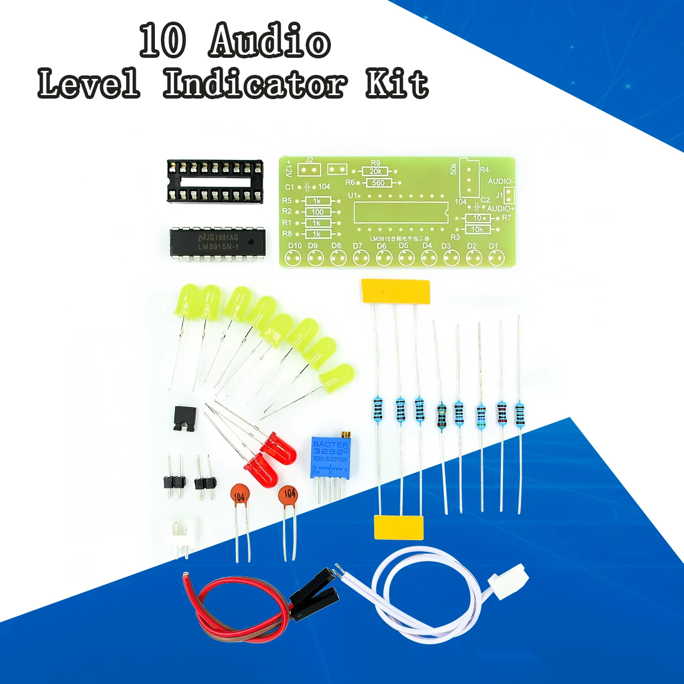 LED-Sound-Audio-Spectrum-Analyzer-Kit-Indicador-de-N-vel-DIY-Eletr-nico ...