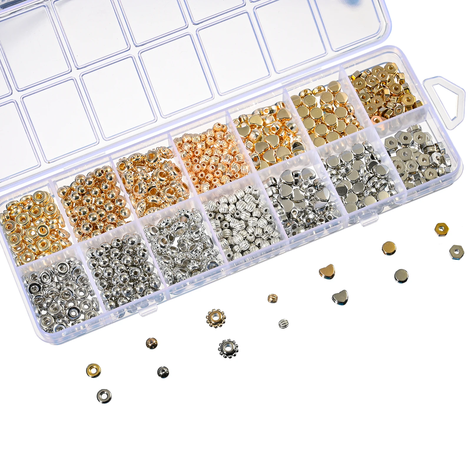 720pcs-Box-Flat-Round-Flower-Heart-Plastic-Beads-2-Colors-CCB-Spacer ...