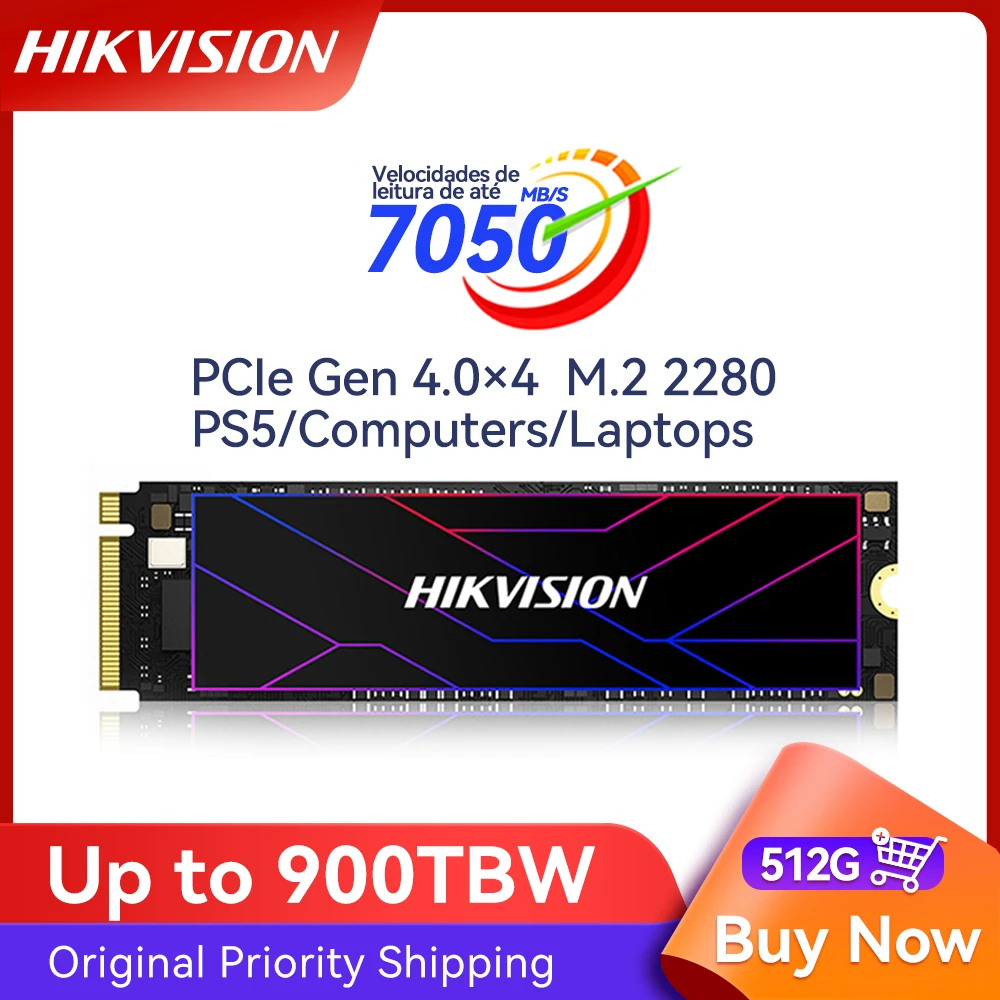 のhikvision ssd pcie世代4.0 × 4 M.2 nvme M2 2280 512ギガバイト7050メガバイト/秒900TBW ...