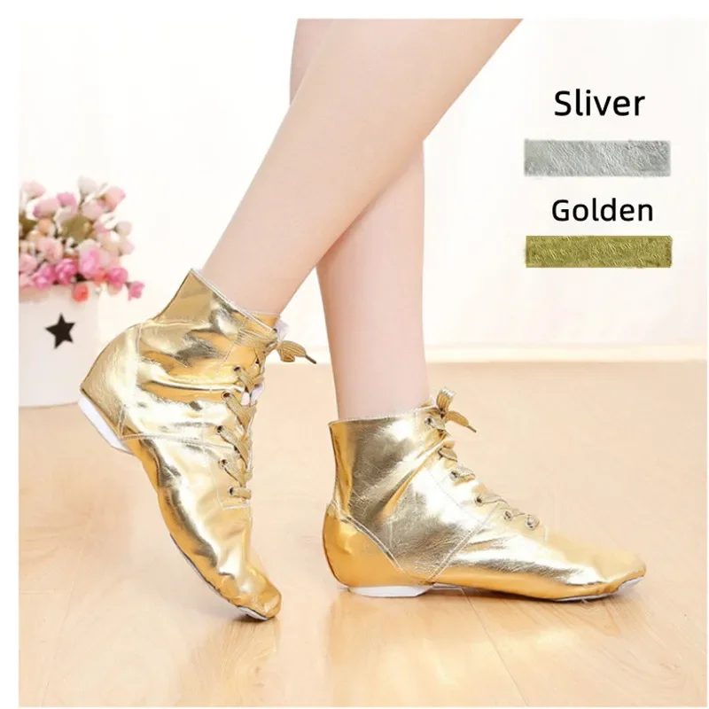 Gold-Silver-Shiny-Jazz-Boot-Soft-Stage-Boots-Girls-Athletic-Sports ...
