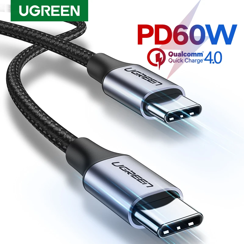 UGREEN 60W 100W USB Type C To USB C Cable For Macbook iPad Samsung Xiaomi PD Fast Charging ...