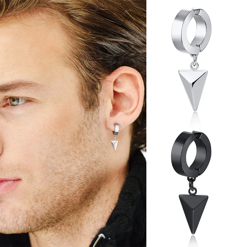 Men-s-Cool-Fashion-Geometric-3D-Solid-Triangle-Ear-Clips-Gift-Jewelry ...