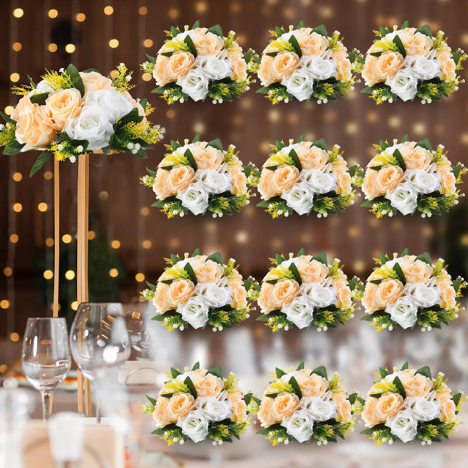 4Pcs Artificial Flowers Ball Centerpiece Table Decorations Rose Ball ...