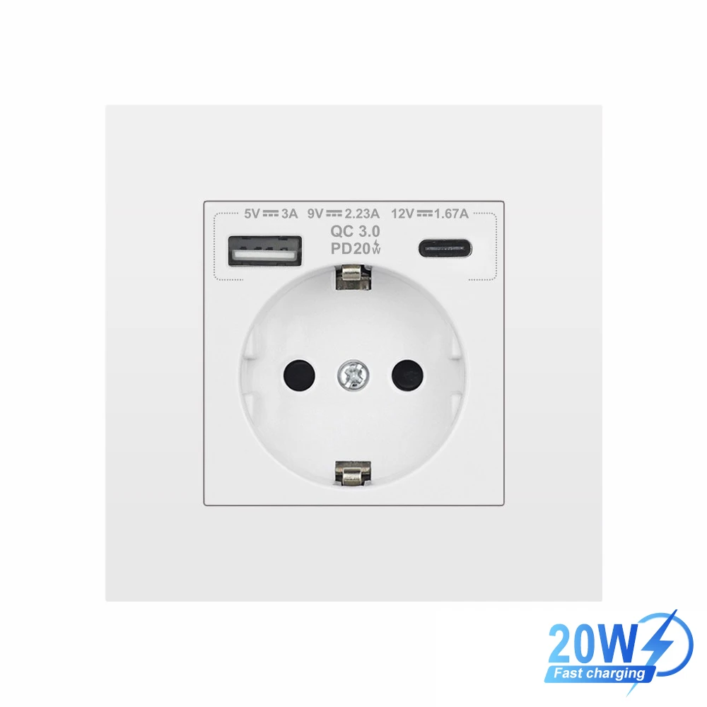 VISWE-Wall-EU-Standard-socket-with-usb-Type-C-5V-2A-86-86mm-Plastic ...