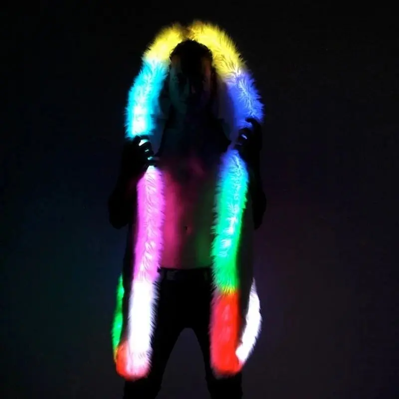 2025 Halloween Holiday Men's LED Faux Fur Coat New Sequins Vest Jacket ...