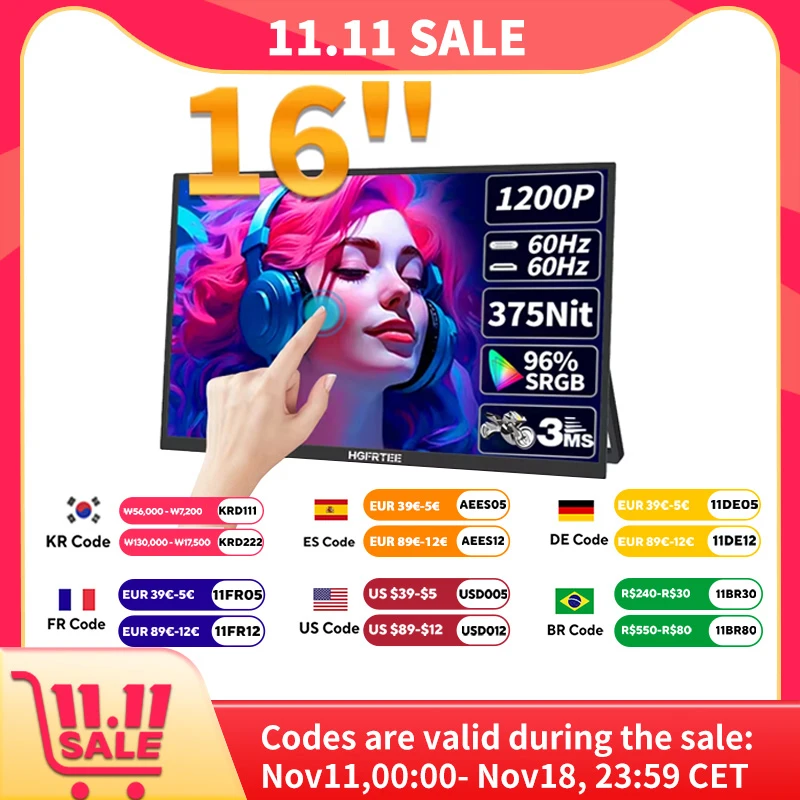 HGFRTEE-16inch-Touch-Portable-Monitor-16-10-96-sRGB-350Cd-m-Second ...