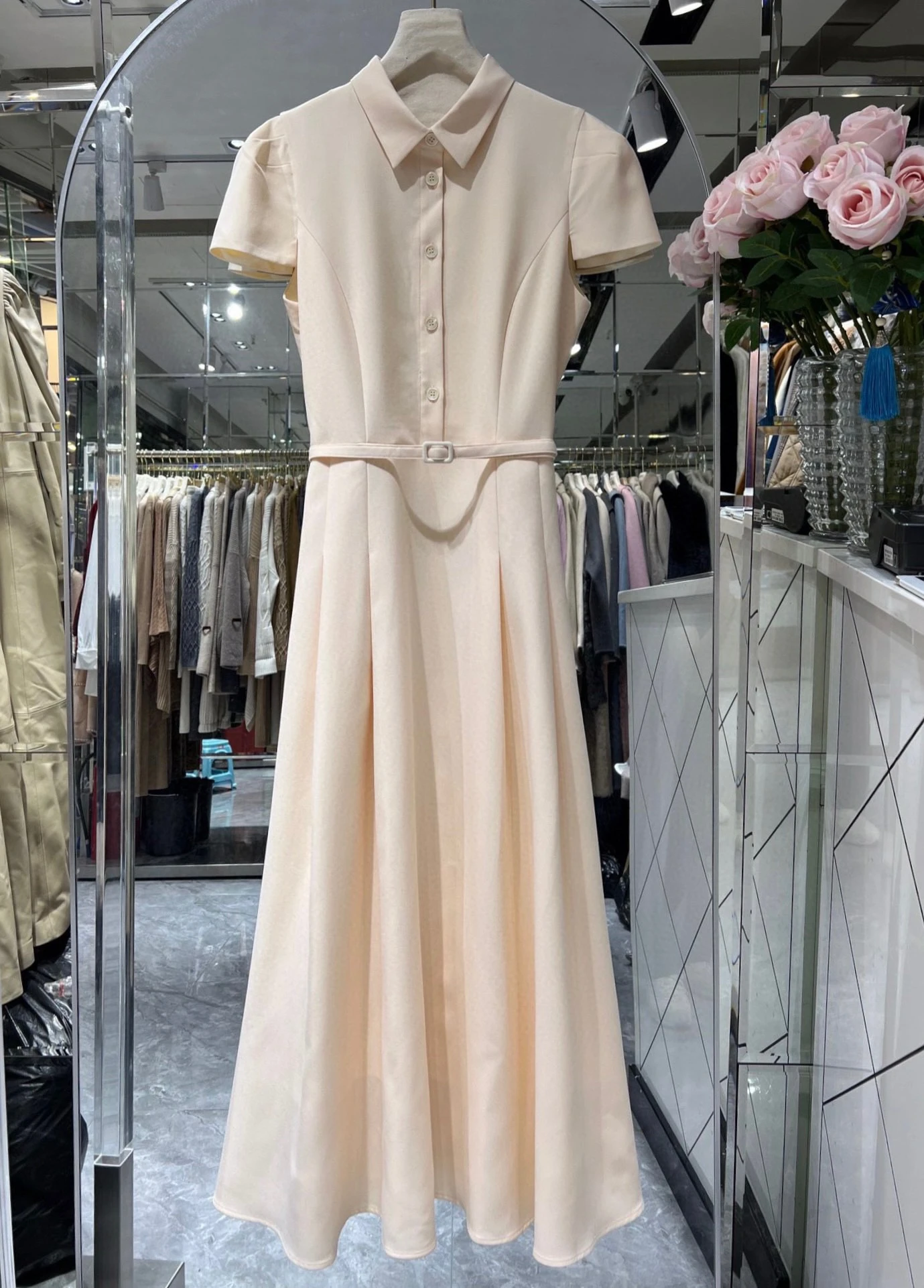 Elegant-Office-Lady-Long-Dresses-2024-Spring-Summer-Turn-down-Collar ...