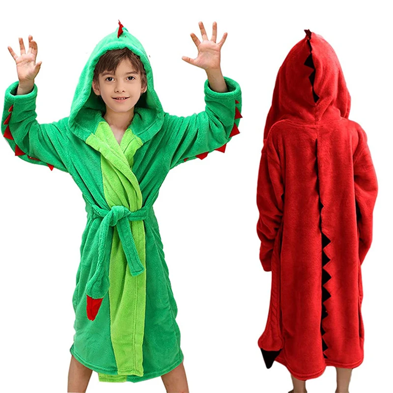 Kids Bathrobe Dinosaur | Children's Plush Robe | Children's Bathrobe ...