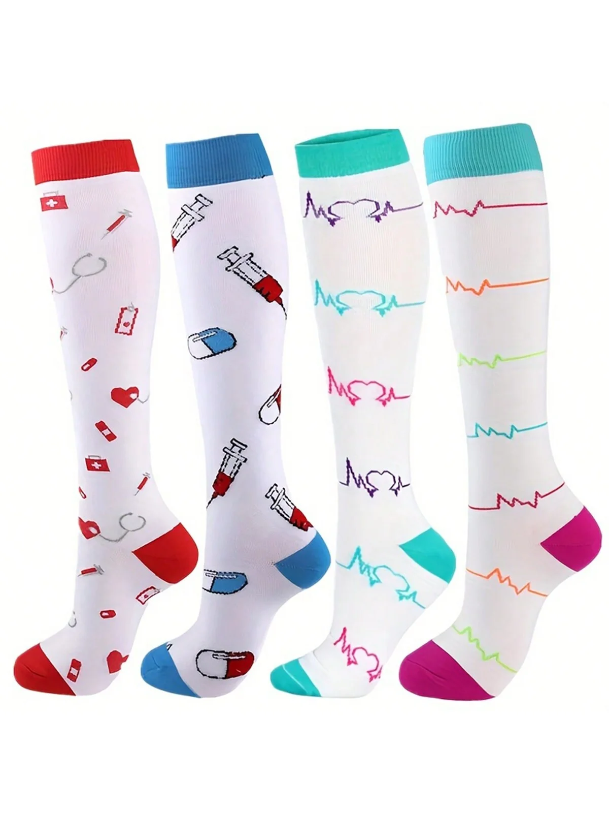 Nurse Compression Socks for Men Women 4 Pairs Running Nurse Compression ...