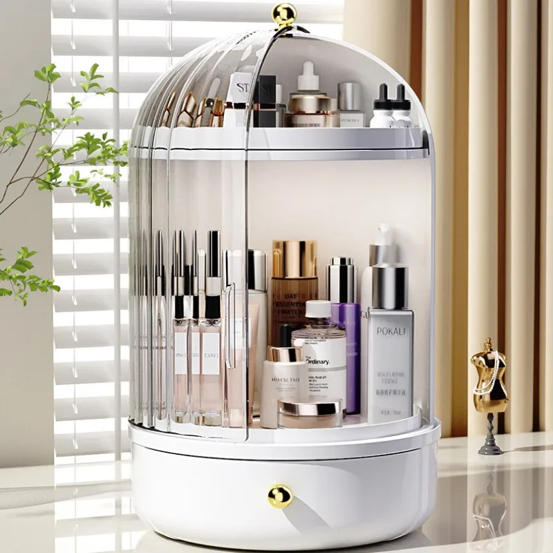 360-Clear-Rotating-Makeup-Organizer-360-Spinning-Storage-Display-Case ...