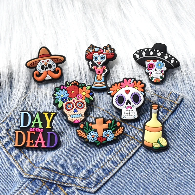 1Pcs-Mexico-Day-of-the-Dead-Flower-Skull-Enamel-Pins-Skeleton-Head ...