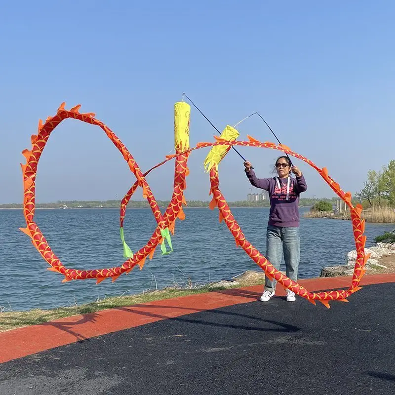 Red-Dragon-Dancing-With-Rod-Pole-Stick-Chinese-Traditional-Folk ...