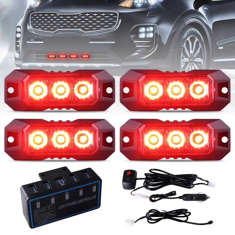 4PCS-4-LED-12-24V-cars-accessories-Emergency-Strobe-Lights-For-Trucks ...