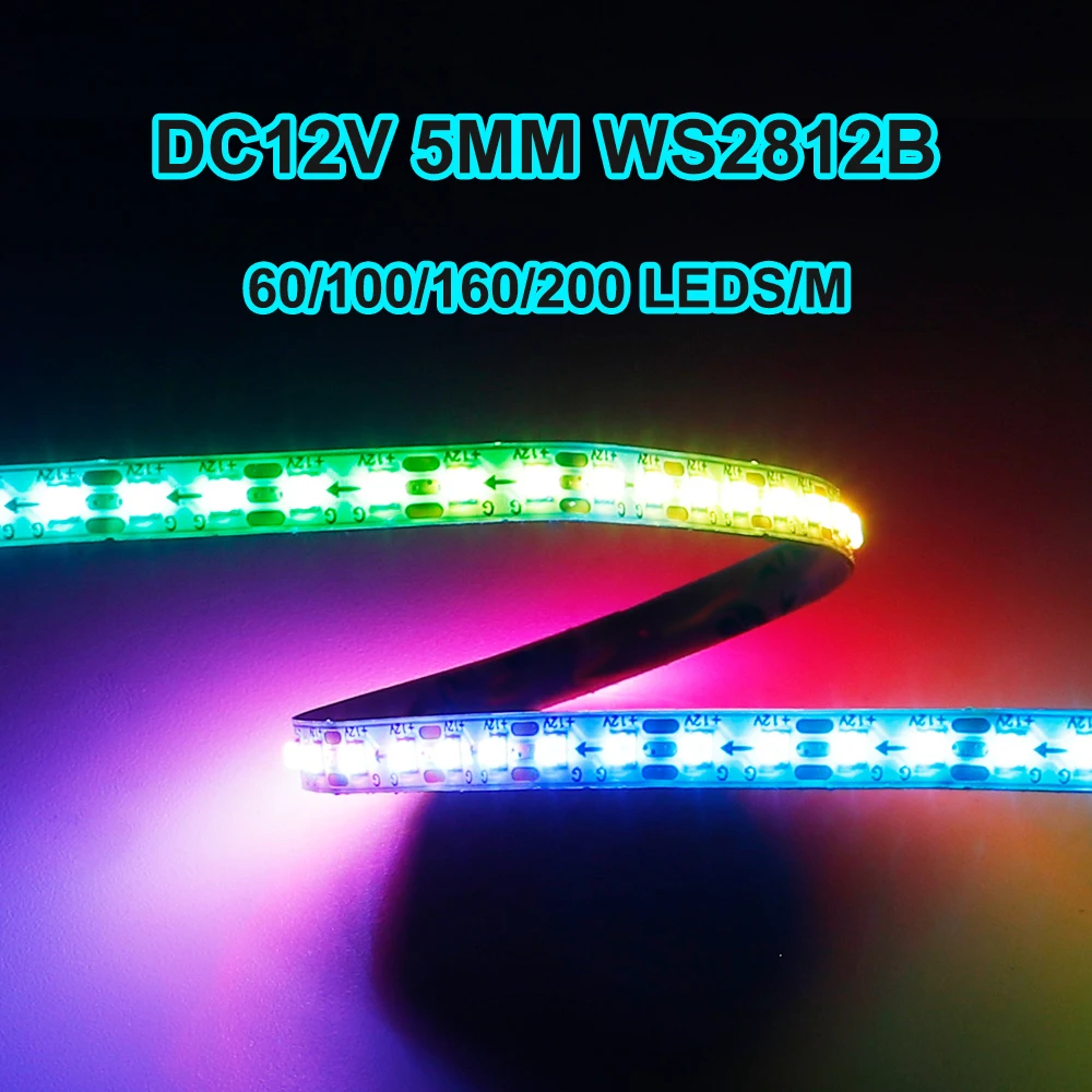 5mm WS2812B 2020SMD LED Strip Light Ultra Narrow RGBIC WS2812 60/100 ...